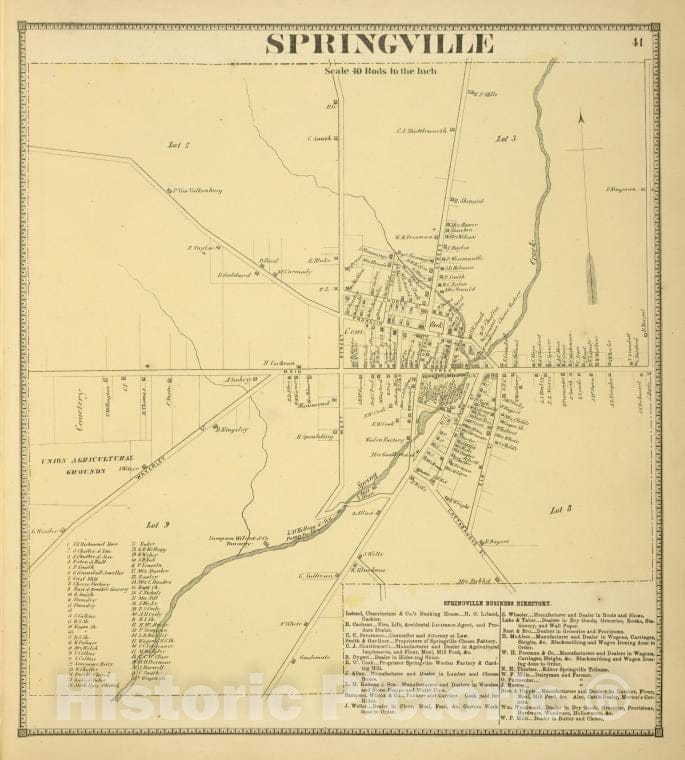 Historic 1866 Map - Springville [Village]; Springville Business Direct ...