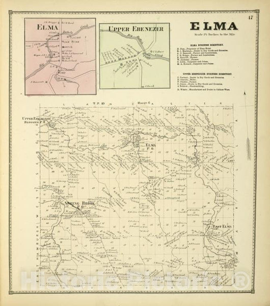 Historic 1866 Map - Elma [Village]; Upper Ebenezer [Village]; Elma [To ...