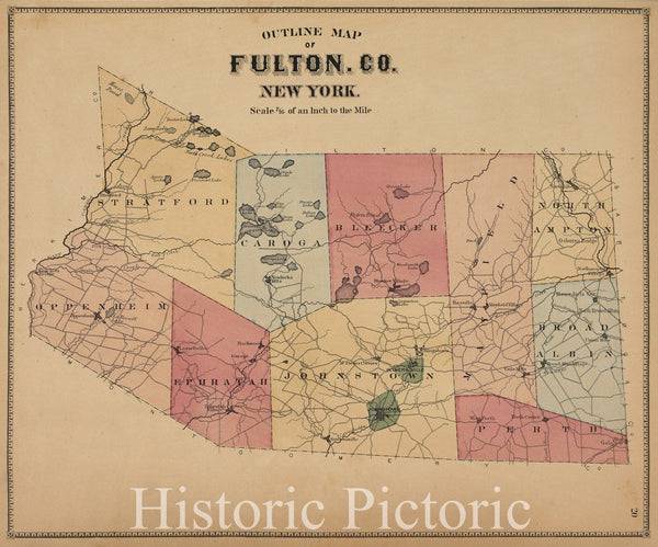 Historic Map - 1868 New York (N.Y.), Outline Map Of Fulton Co. New Yor ...