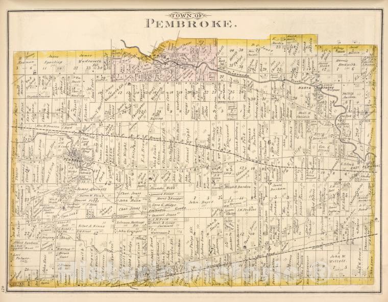 Historic 1876 Map - Pembroke. [Township] - Genesee County (N.Y.) - New ...