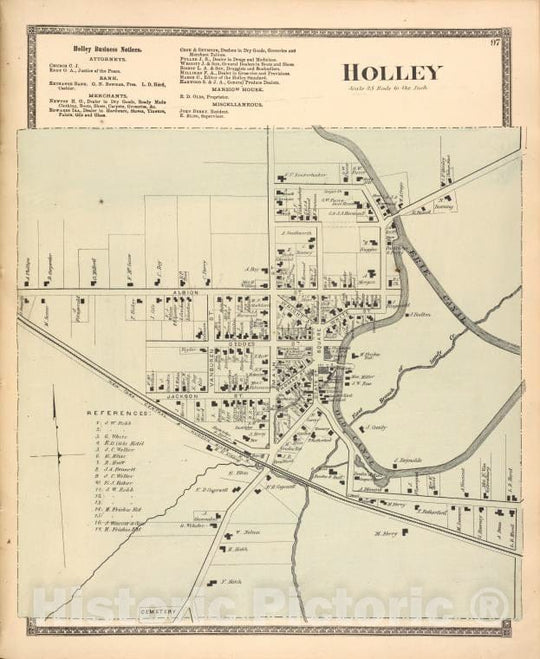 Historic 1875 Map - Holley Business Notices; Holley [Village] - Vintag ...