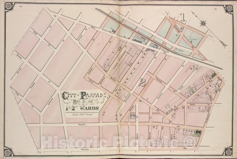 Historic Map - 1877 City Of Paterson. Part Of The 1St And 2Nd Wards ...