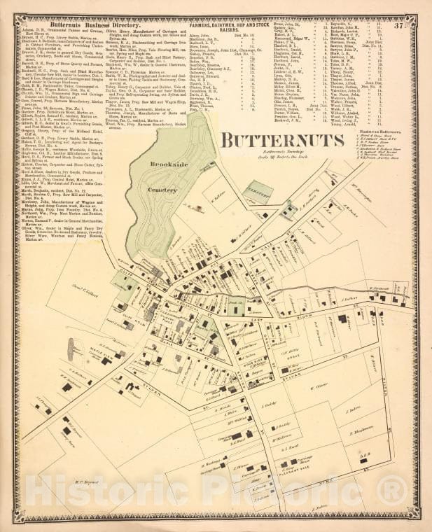 Historic Map - 1868 Otsego County, New York (N.Y.), Butternuts - Vinta ...