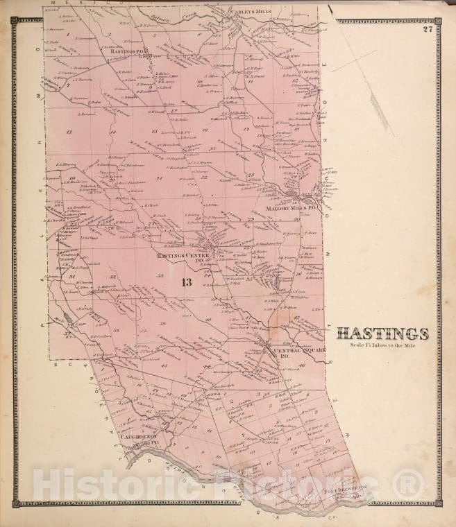 Historic 1867 Map - Hastings [Township] - Vintage Wall Art – Historic ...