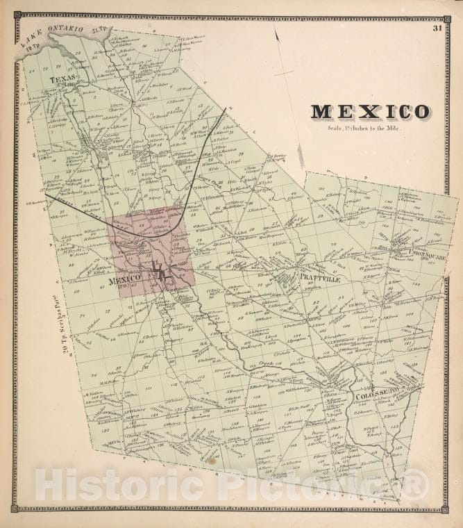 Historic 1867 Map - Mexico [Township] - Vintage Wall Art – Historic ...