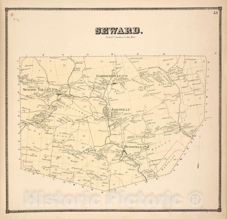 Historic 1866 Map - Seward. [Township] - Vintage Wall Art – Historic ...