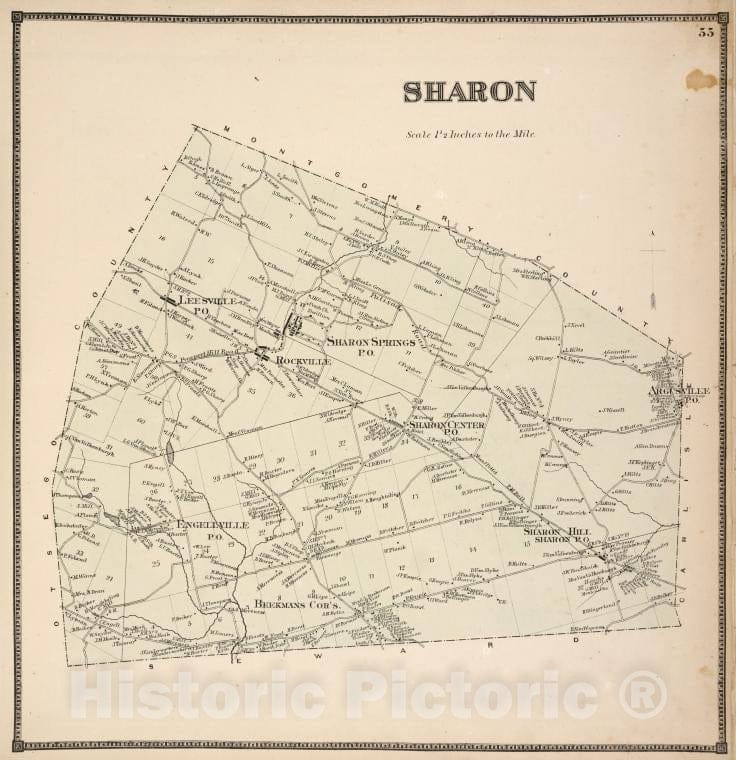 Historic 1866 Map - Sharon [Township] - Vintage Wall Art – Historic ...