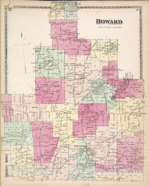 Historic 1873 Map - Howard [Township] - Vintage Wall Art - Historic ...