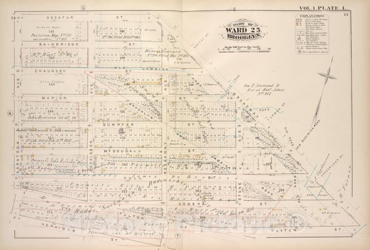 Historic Map - 1880 Brooklyn (New York, N.Y.), Decatur St Broadway, Ru ...