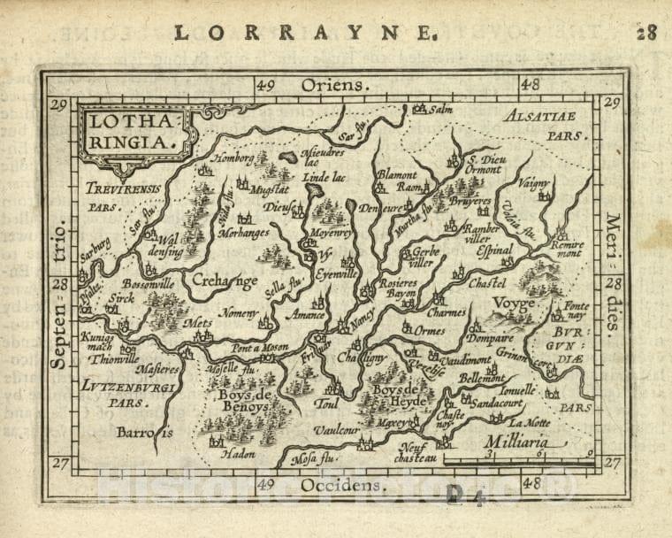 Historic 1603 Map - Lotharingia. - Norway - Lorraine (France) - Abraha ...