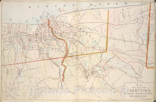 Historic 1891 Map - Plan Of Tarrytown, North Tarrytown, And Surroundin ...