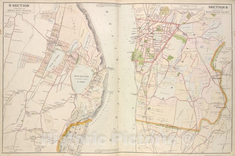 Historic 1891 Map - Portion Of Rockland County; Portion Of Westchester ...