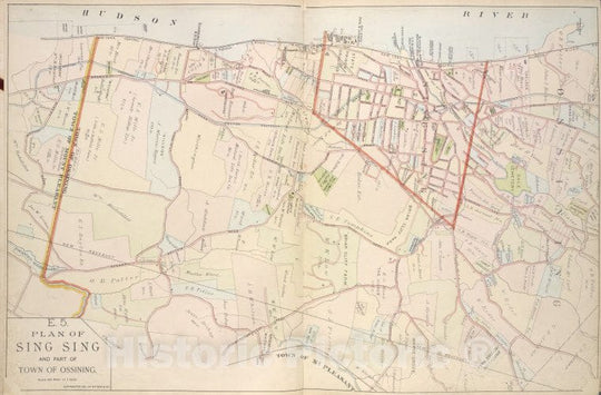 Historic 1891 Map - Plan Of Sing Sing And Part Of Town Of Ossining ...