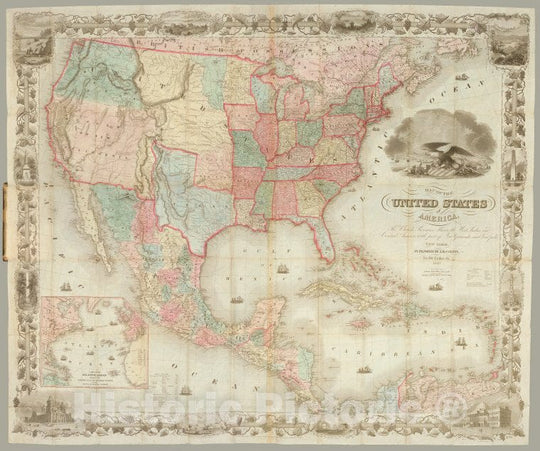 Historic Map - 1849 Map Of The United States Of America, The British P ...