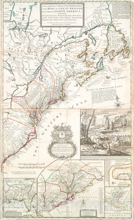 Historic 1736 Map - A New And Exact Map Of The Dominions Of The King O ...