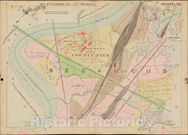 Historic Map - 1908 Hudson County, New York (N.Y.), Hackensack River ...
