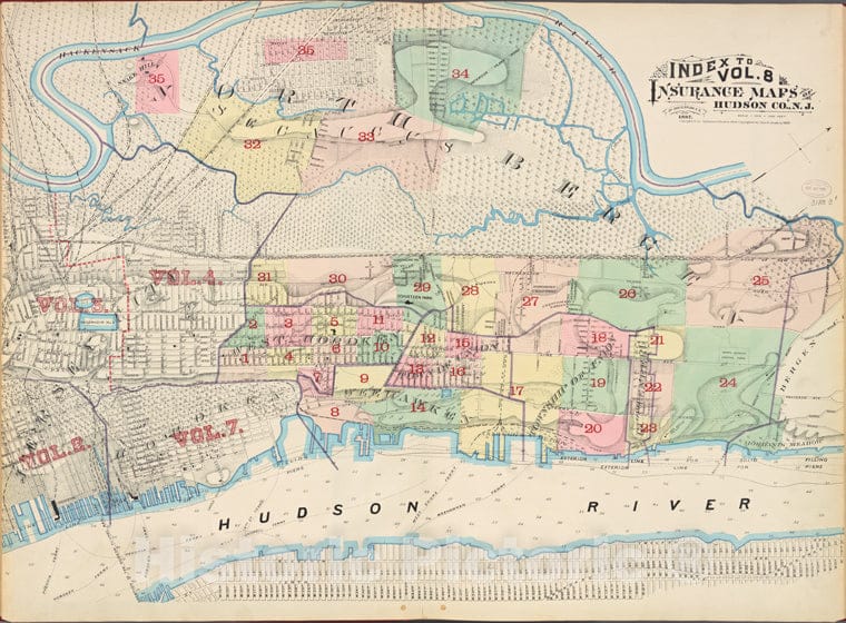 Historic 1887 Map - Index Map - Hudson County (N.J.Insurance Maps Of H ...