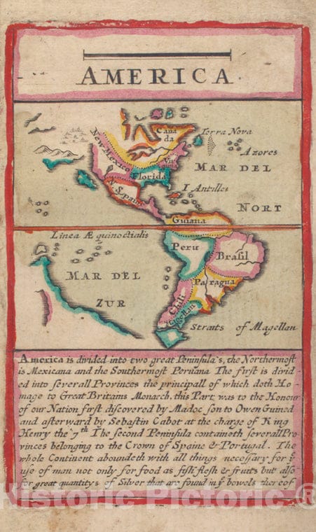 Historic 1677 Map - America. - England - America - America - Maps - Ea ...