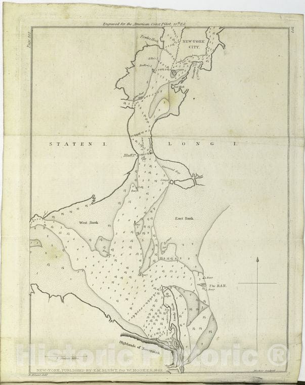 Historic 1822 Map - Entrance To New York Bay From Sandy Hook - Vintage ...