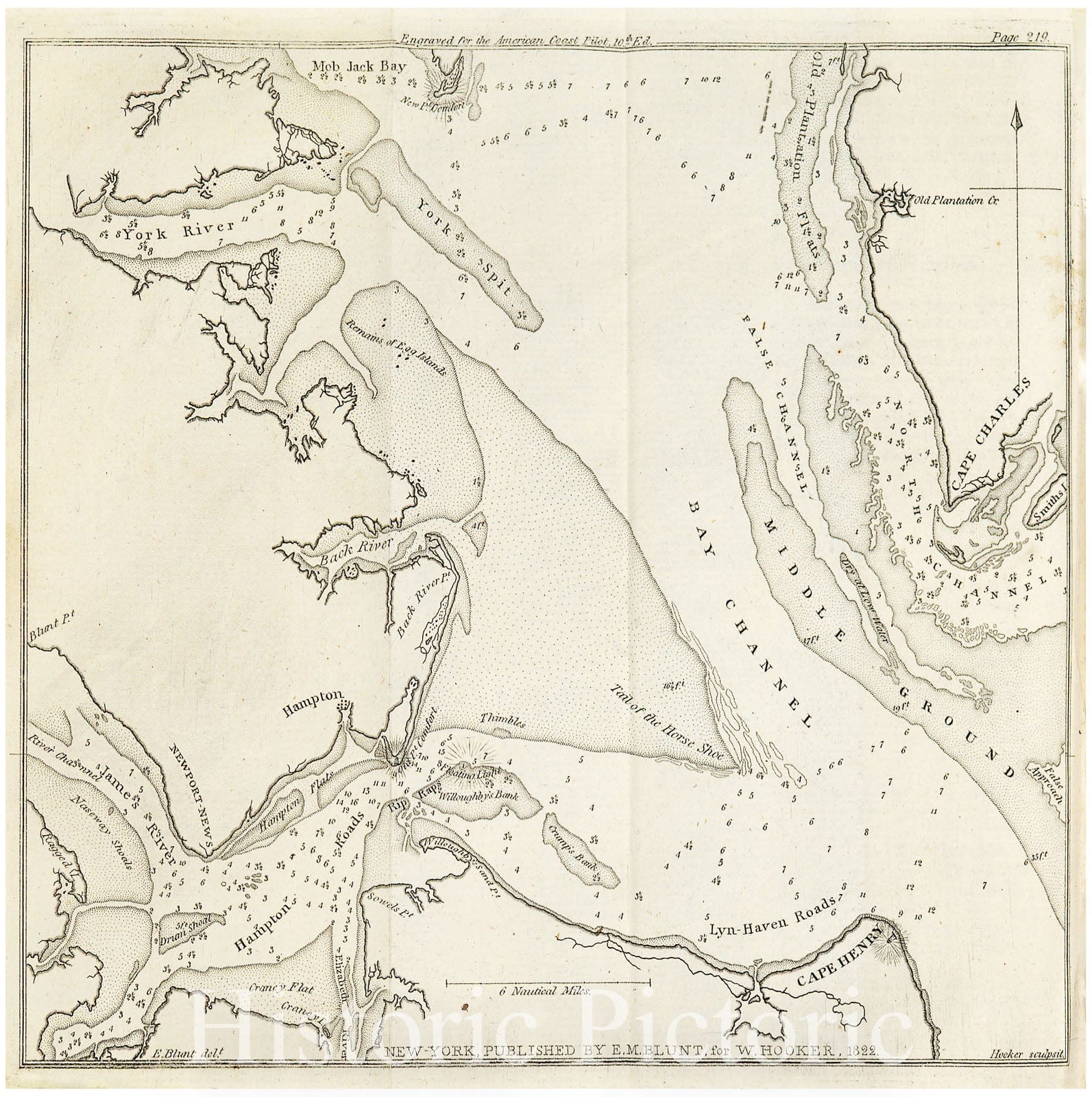 Historic Map - 1822 Chart Of The Entrance To Chesapeake Bay - Vintage ...