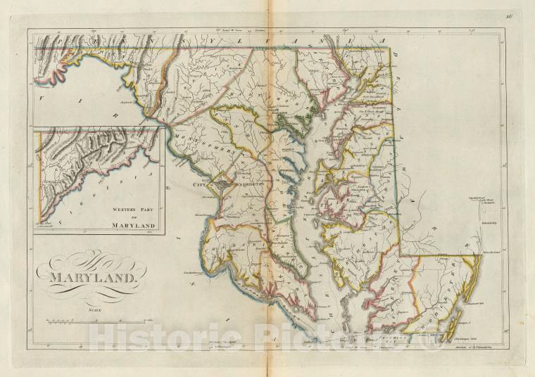 Historic 1814 Map - Maryland.- Maryland - Maps - Vintage Wall Art ...