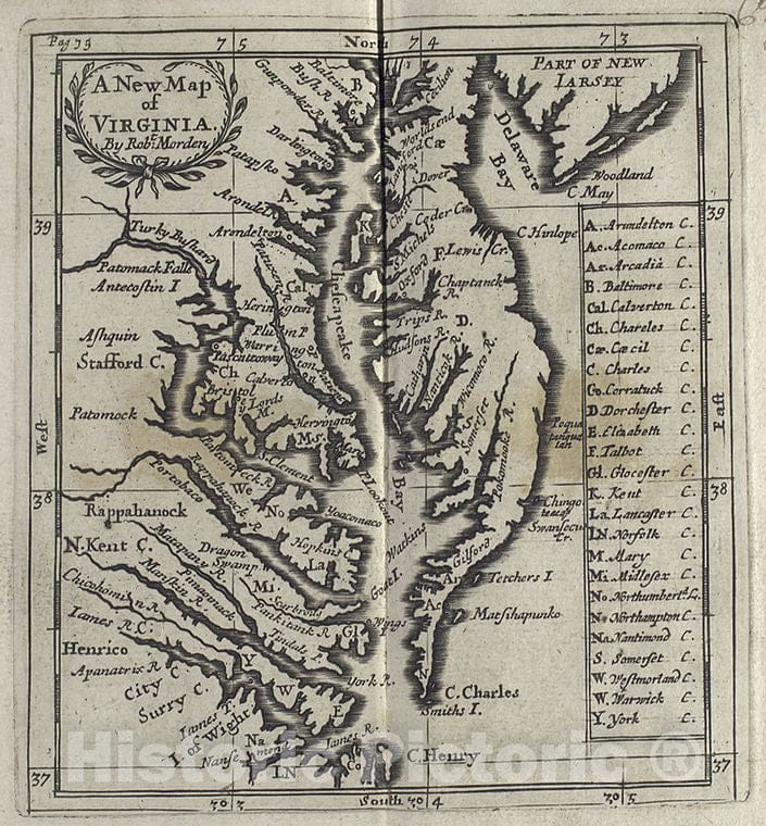 Historic Map - 1700 Chesapeake Bay Region (Md. And Va.), A New Map Of ...