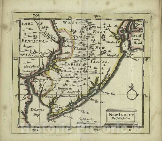 Historic 1703 Map - New Iarsey- New Jersey - New Jersey - Maps - Early ...