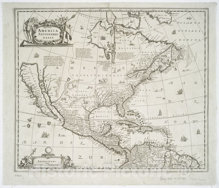 Historic 1680 Map - America Septentrionalis. - North America - North A ...