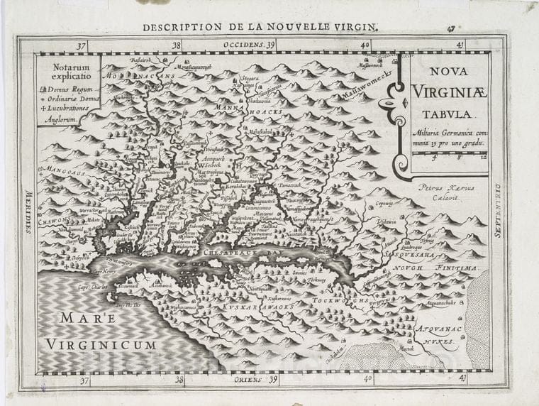 Historic 1630 Map - Nova Virginiae Tabvla - Virginia - Maps - Early Wo ...