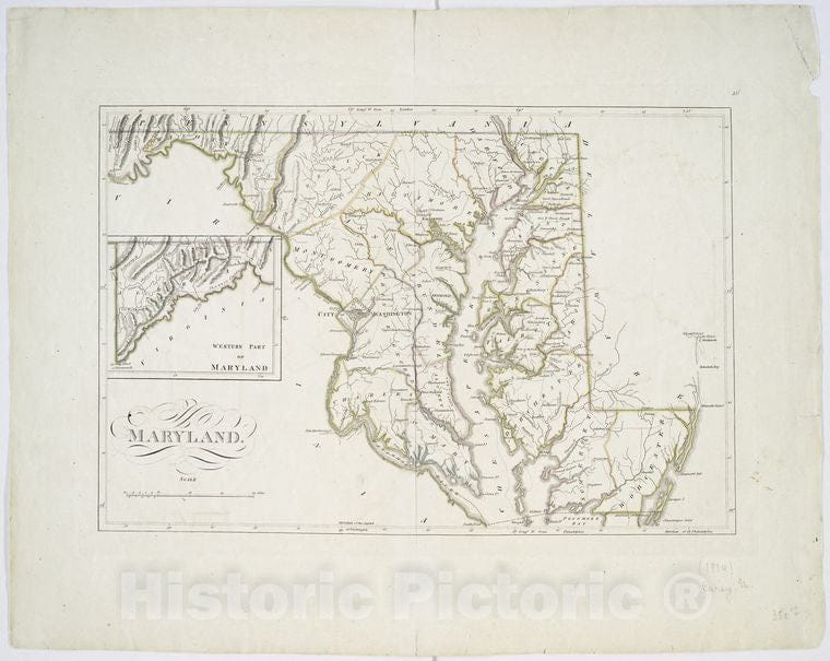 Historic 1814 Map - Maryland. - Maryland - Maps - Vintage Wall Art ...