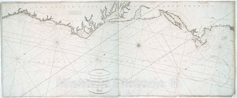 Historic Map - 1799 Chart Of The Coast From Savannah To Boston - Vinta ...