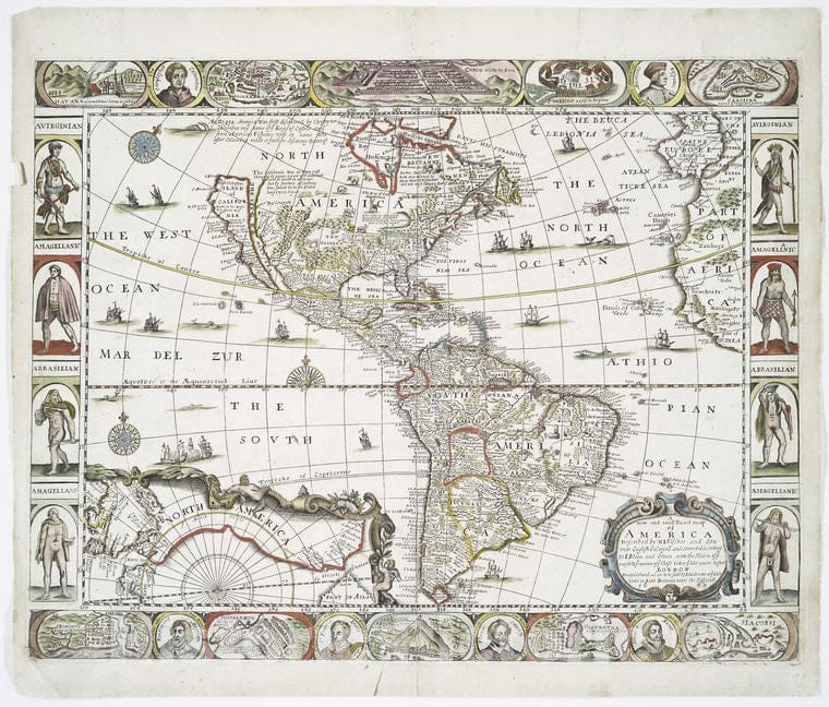 Historic 1668 Map - A New And Most Exact Map Of America - America - Ma ...