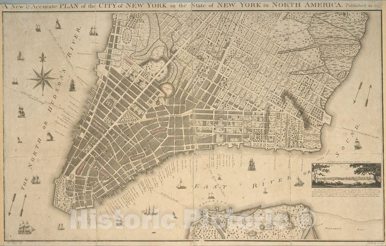 Historic 1797 Map - A New & Accurate Plan Of The City Of New York In T ...