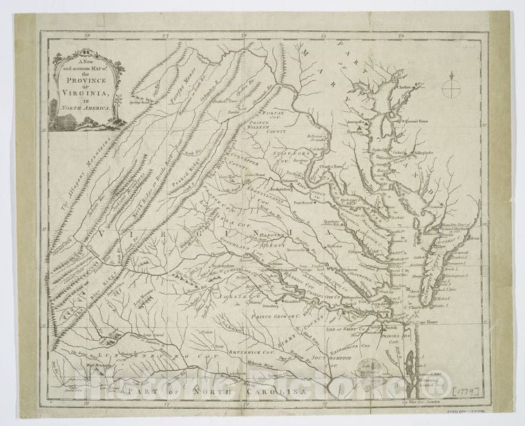 Historic 1779 Map - A New And Accurate Map Of The Province Of Virginia ...