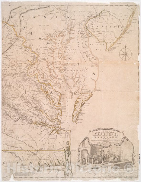Historic 1775 Map - A Map Of The Most Inhabited Part Of Virginia Conta ...