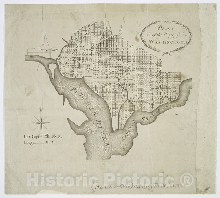 Historic 1792 Map - Plan Of The City Of Washington - Washington (D.C ...