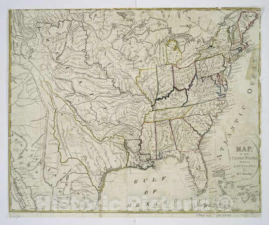 Historic 1818 Map - A Map Of The United States Including Louisiana - U ...