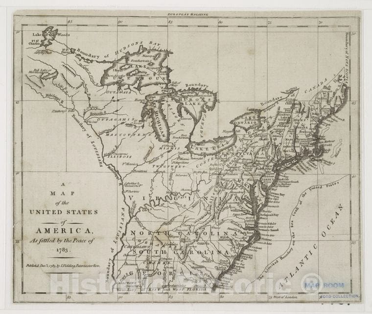 Historic Map - 1783 A Map Of The United States Of America, As Settled ...