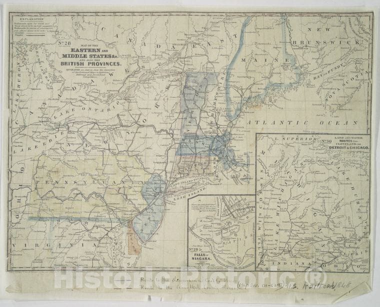 Historic 1848 Map - Map Of The Eastern And Middle States &C. And Also ...