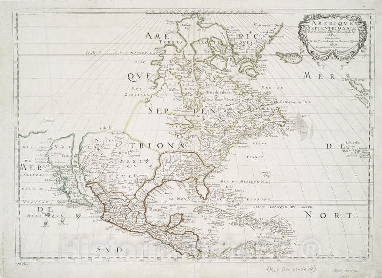 Historic 1650 Map - Amerique Septentrionale - North America - Maps - E ...