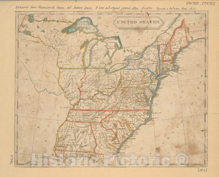 Historic 1812 Map - United States. - United States - Maps-Maps Of Nort ...