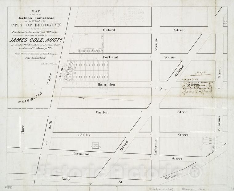 Historic 1849 Map - Map Of Part Of The Jackson Homestead In The 7Th Wa ...