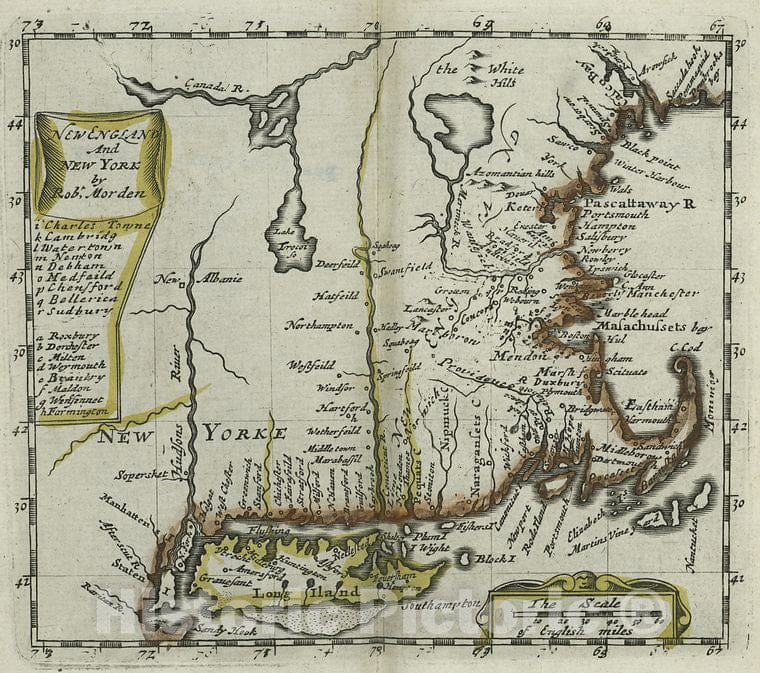 Historic 1680 Map - New England And New York- New England - Maps - Ear ...