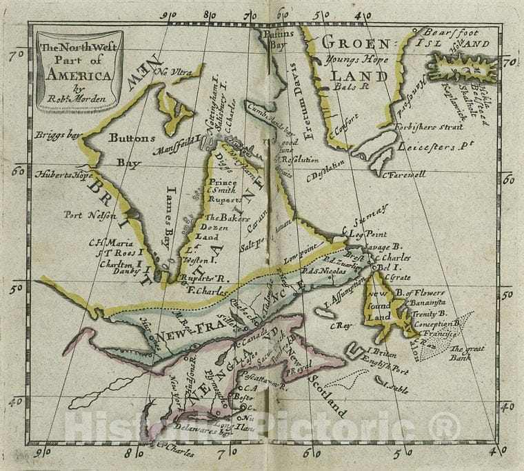 Historic 1680 Map - The North West Part Of America- North America - Ma ...