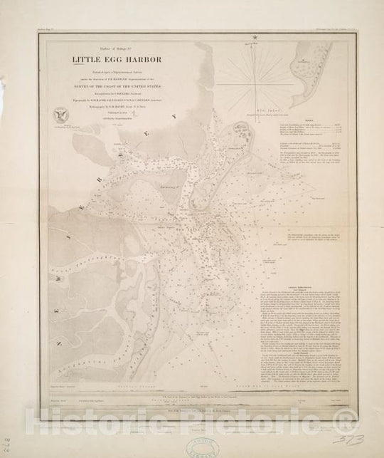 Historic 1846 Map - Little Egg Harbor - New Jersey - Little Egg Harbor ...