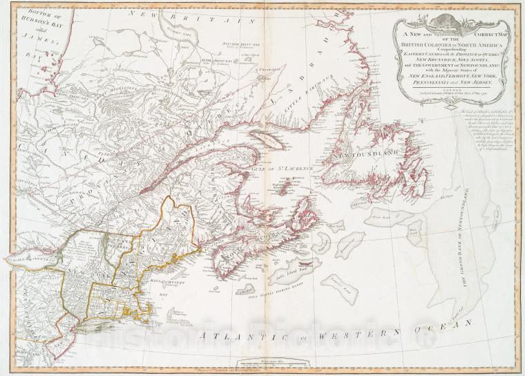 Historic 1794 Map - A New And Correct Map Of The British Colonies In N ...