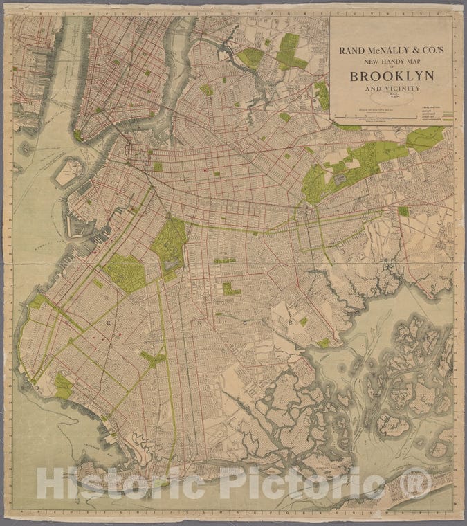 Historic Map - 1911 New Handy Map Of Brooklyn & Vicinity. Giving Rapid ...