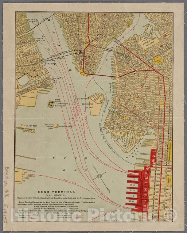 Historic 1915 Map - Bush Terminal. - Brooklyn (New York, N.Y.) Maps Of ...