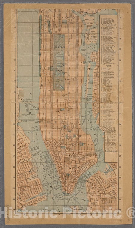 Historic 1890 Map - Map Of The City Of New York : With An Index Showin ...