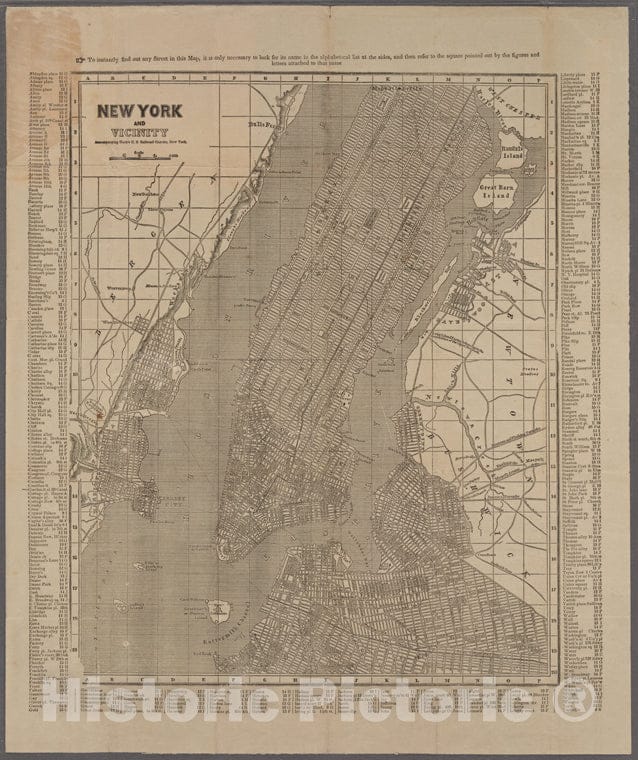 Historic 1853 Map - New York And Vicinity : Accompanying Horn'S U.S. R ...